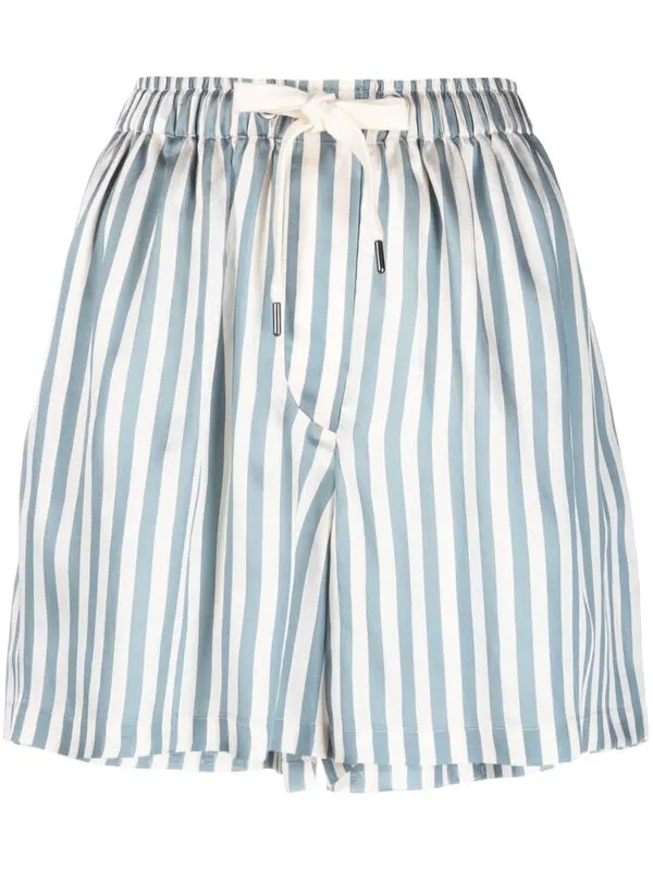 Brunello Cucinelli Striped Silk Shorts - Blue