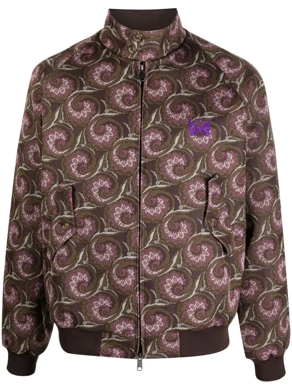 Needles Graphic-pattern Funnel Neck Jacket - Brown