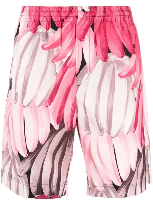 MSGM Banana-print Track Shorts - Pink