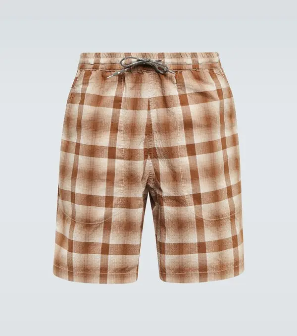 AND WANDER Dry Check Shorts - Brown