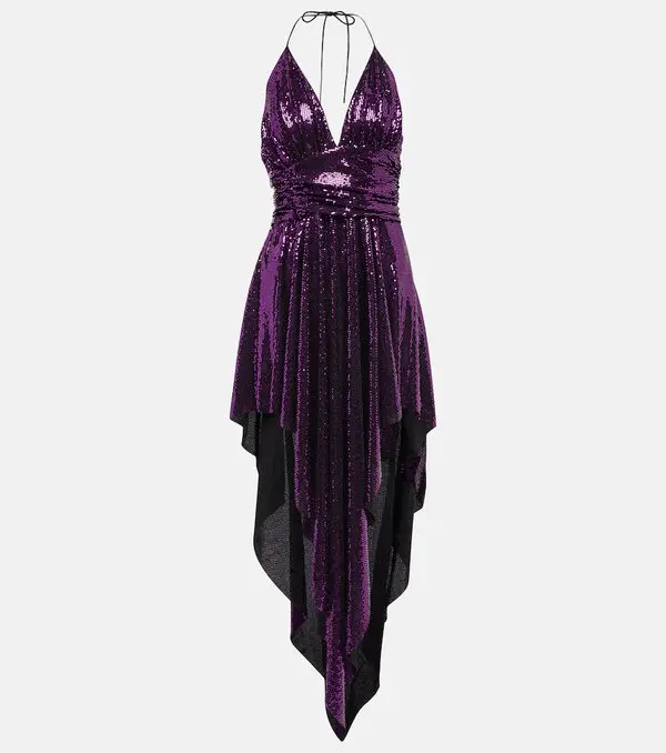 Alexandre Vauthier Embellished Asymmetrical Midi Dress - Purple