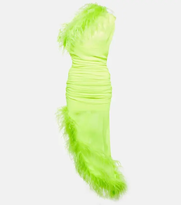 Giuseppe Di Morabito Feather-trimmed Midi Dress