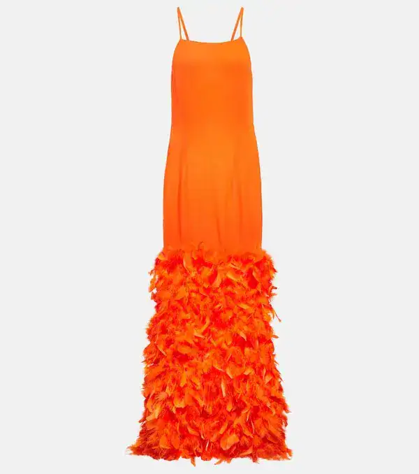 giuseppe di morabito orange dress GIUSEPPE DI MORABITO Long Sleeve Maxi Dress in Cognac