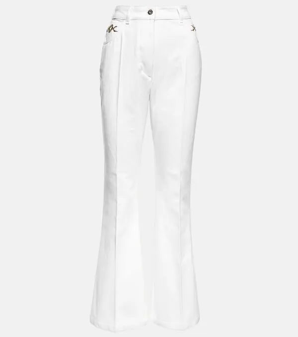 Patou Embellished High-rise Flare Jeans - White