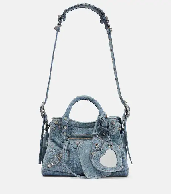 Balenciaga Neo Cagole Xs Denim Shoulder Bag - Blue | Editorialist