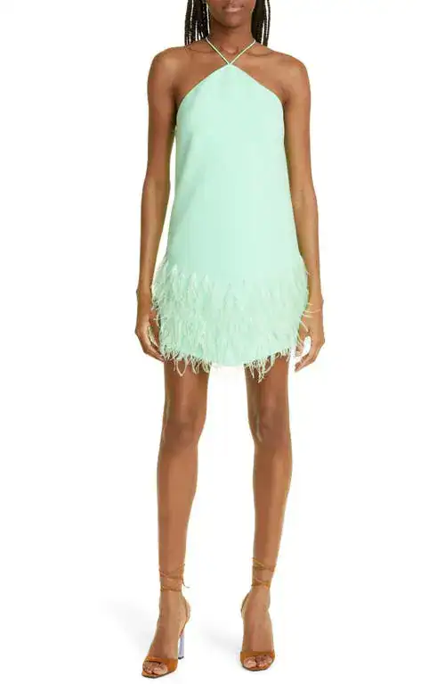 alexis green feather dress Hunter Green Velvet Bridesmaid Dress Mermaid Maxi Flutter Sleeve V-Neck