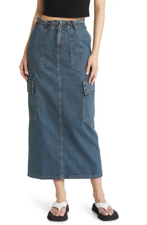 Asos Parachute Denim Cargo Midi Skirt