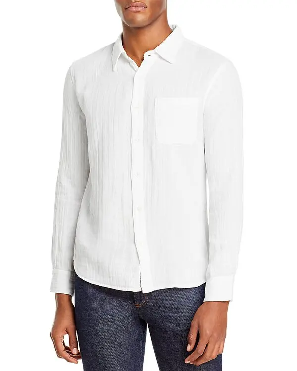 Velvet By Graham & Spencer Elton Woven Gauze Regular Fit Button Down Shirt - White