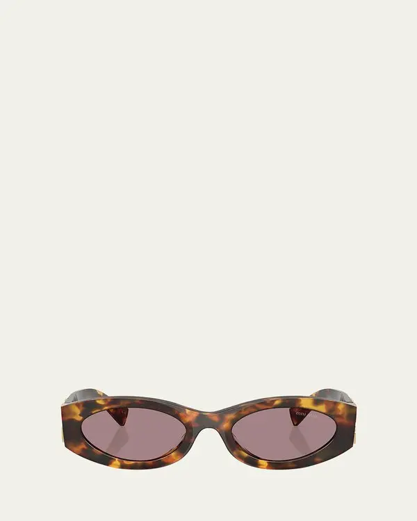 Miu Miu Logo Oval Sunglasses - Blond Hav