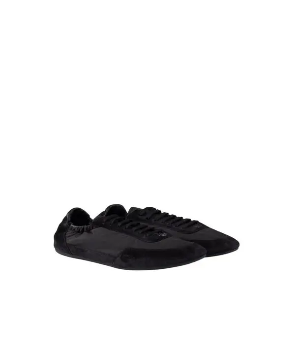 Prada Collapse Re-nylon And Suede Sneakers - Black