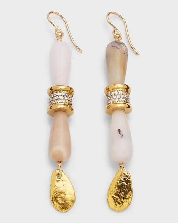 DEVON LEIGH Diamond Illusion And Opal Dangle Earrings