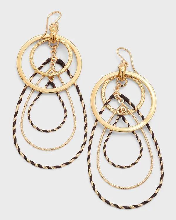 DEVON LEIGH Multi-link Wrapped Drop Earrings - Black