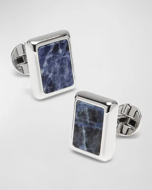 CUFFLINKS, INC. Silver And Sodalite Jfk Presidential Cufflink Stud Set