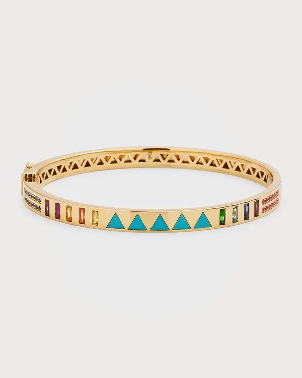Harwell Godfrey 18k Yellow Gold, Sapphire, And Turquoise Bangle - One-color
