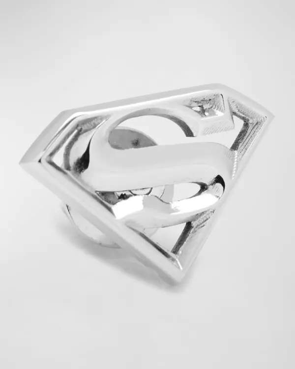 Cufflinks, Stainless Steel Superman Lapel Pin Silver