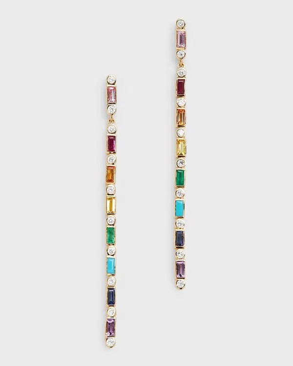 SYDNEY EVAN 14k Yellow Gold Diamond And Gemstone Drop Earrings - Multicolor