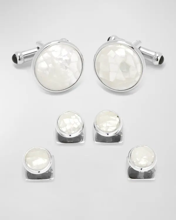 CUFFLINKS, INC. Mosaic Mother-of-pearl Cuff Link Stud Set - White