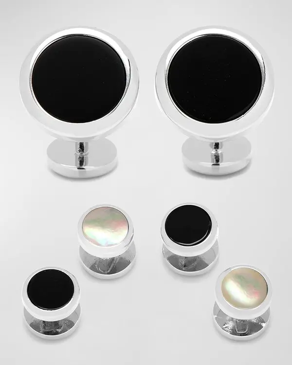 CUFFLINKS, INC. Double-sided Onyx Mother-of-pearl Cufflink Stud Set - Black