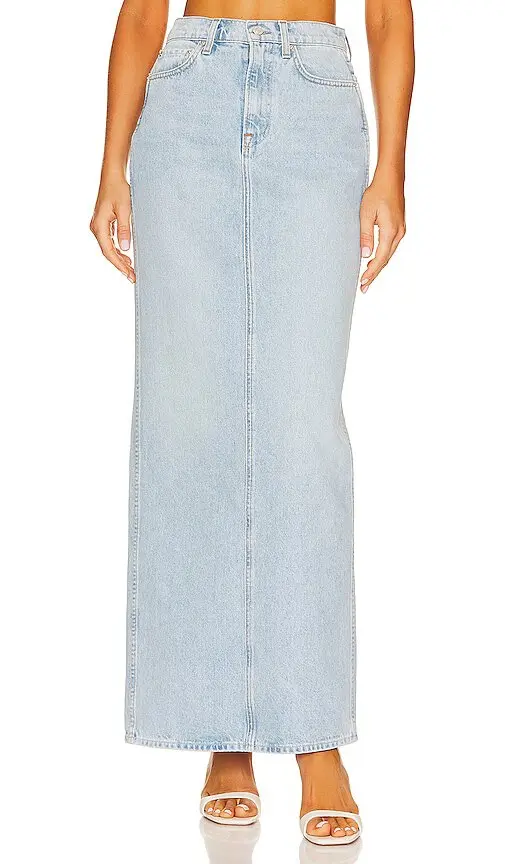 GRLFRND Amara Denim Pencil Skirt With Back Slit