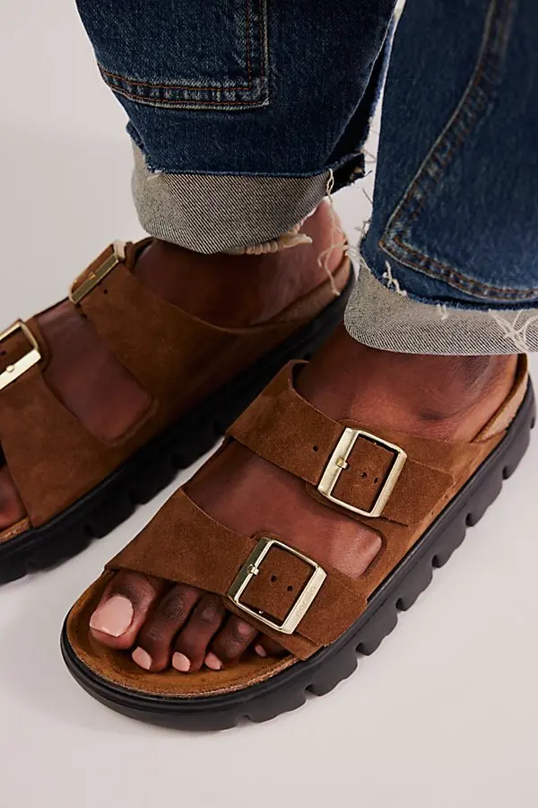 BIRKENSTOCK Arizona Chunky Sandals - Dark Tea Suede