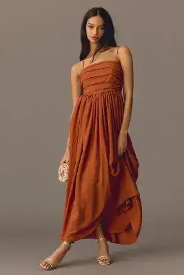 knee length dresses for ladies Lorelei Woven Mixed Midi Dress Navy main image 0
