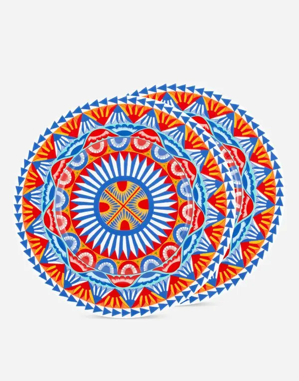 Dolce & Gabbana Set 2 Dinner Plates In Fine Porcelain - Multicolor