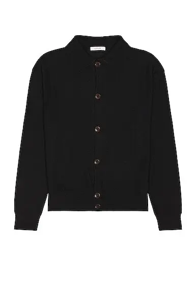 Lemaire Convertible Collar Knit Shirt In Black - 52% Off