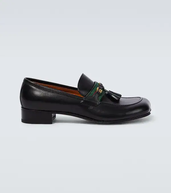 Gucci Interlocking G Tassel Leather Loafers - Black  display picture 3