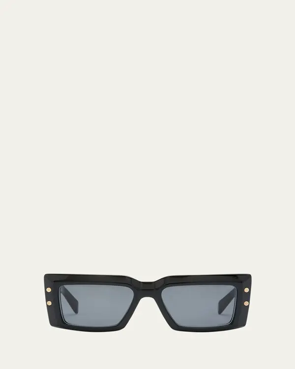 Balmain Imperial Rectangle Sunglasses - Blk-gld