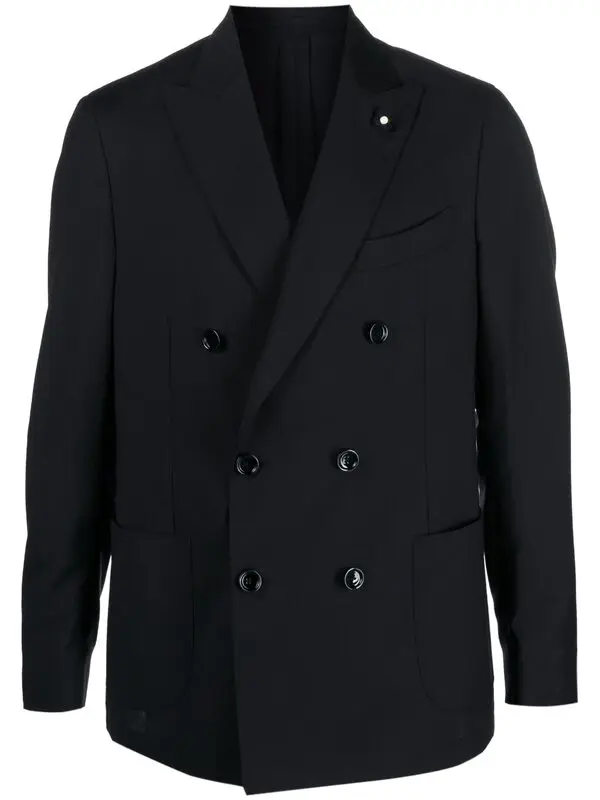 LARDINI Double-breasted Wool Blazer