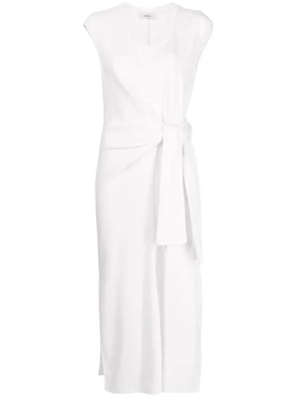Goen.j Twist-detail Midi Dress - White