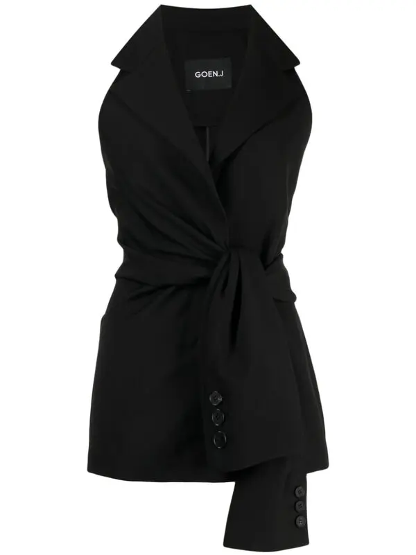 Goen.j Knot-detailed Sleeveless Blazer - Black