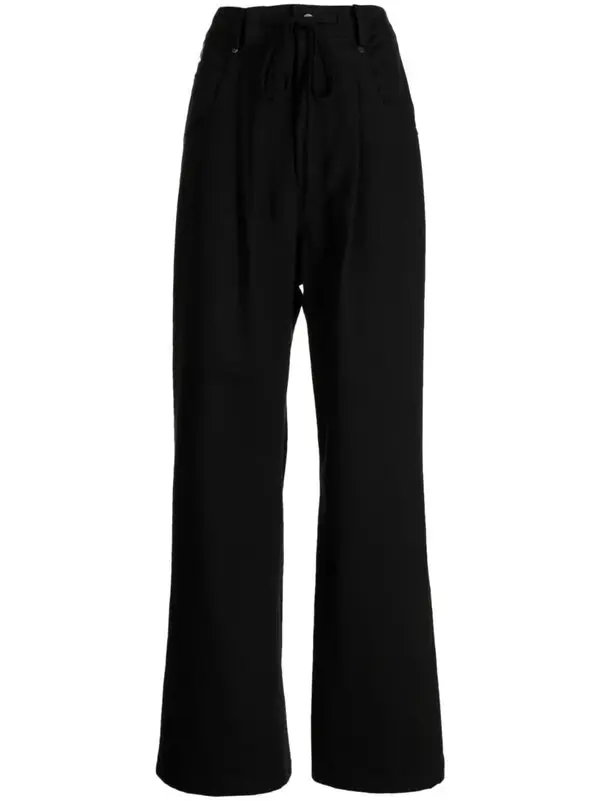 Goen.j Contrasting-panel Wide-leg Trousers - Black