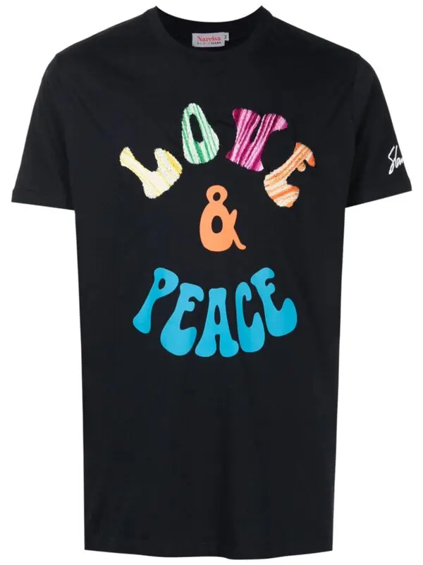 AMIR SLAMA Graphic-print Embroidered T-shirt - Black
