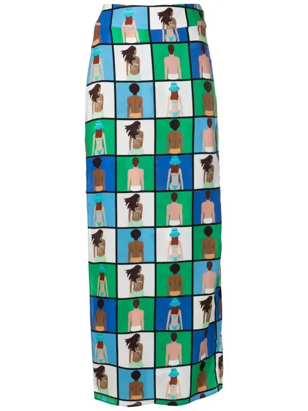 AMIR SLAMA Graphic-print Midi Skirt