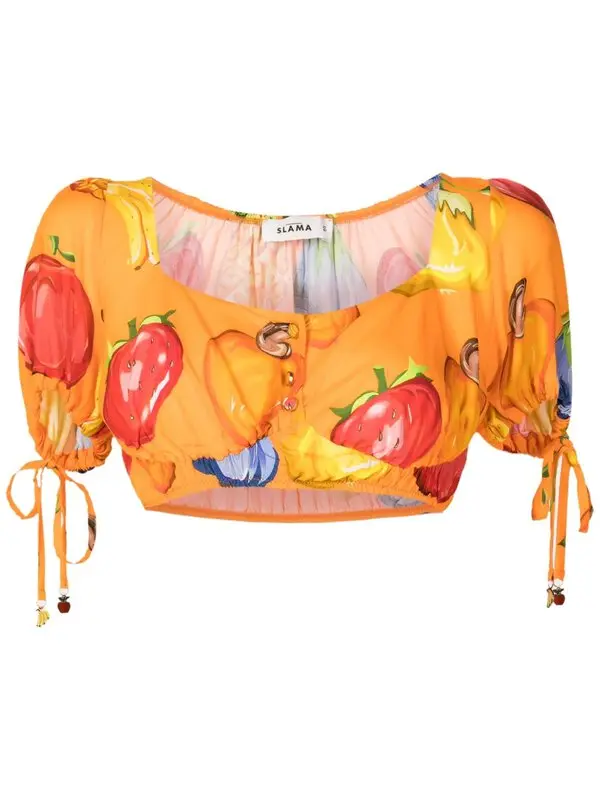 AMIR SLAMA Graphic-print Cropped Blouse