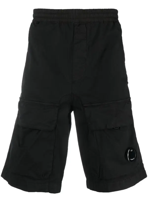 C.P. COMPANY Logo-patch Cargo Shorts - Black
