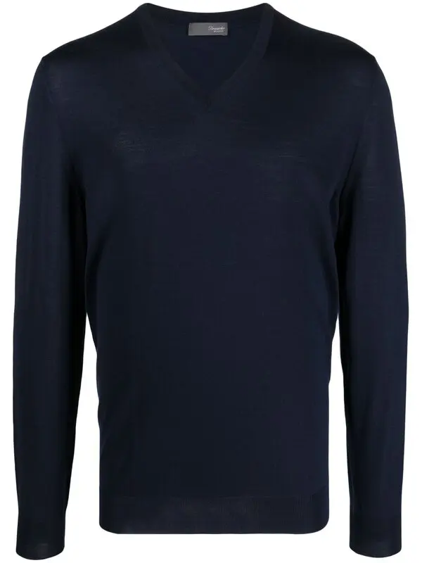 DRUMOHR V-neck Merino Wool Jumper - Blue