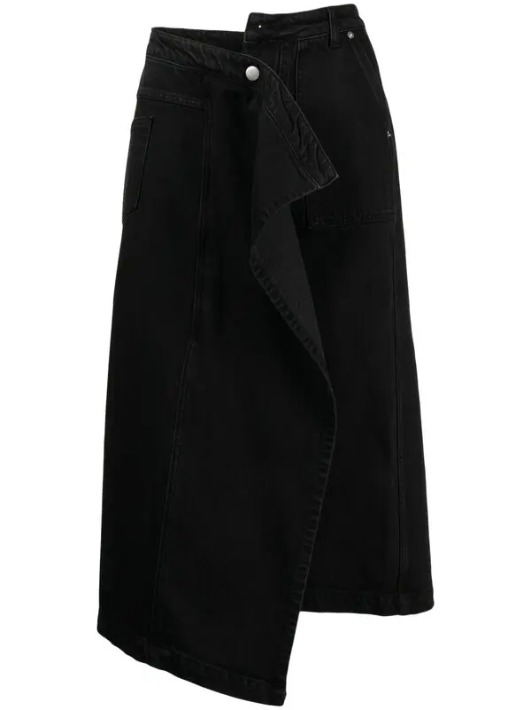 Goen.j Asymmetric Denim Skirt - Black