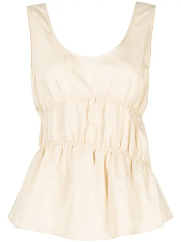 Goen.j Ruched Sleeveless Top - Yellow