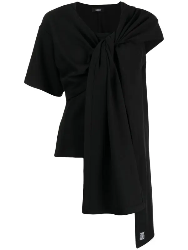 Goen.j Asymmetric Knot-detail T-shirt - Black