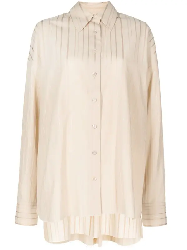 Goen.j Striped Metallic-threading Shirt - Neutrals