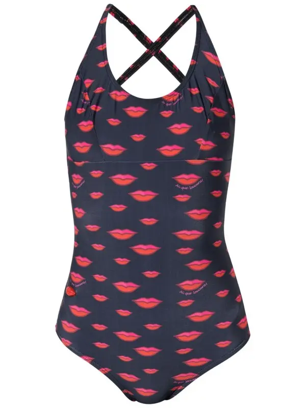 AMIR SLAMA Lip-print One-piece Swimsuit