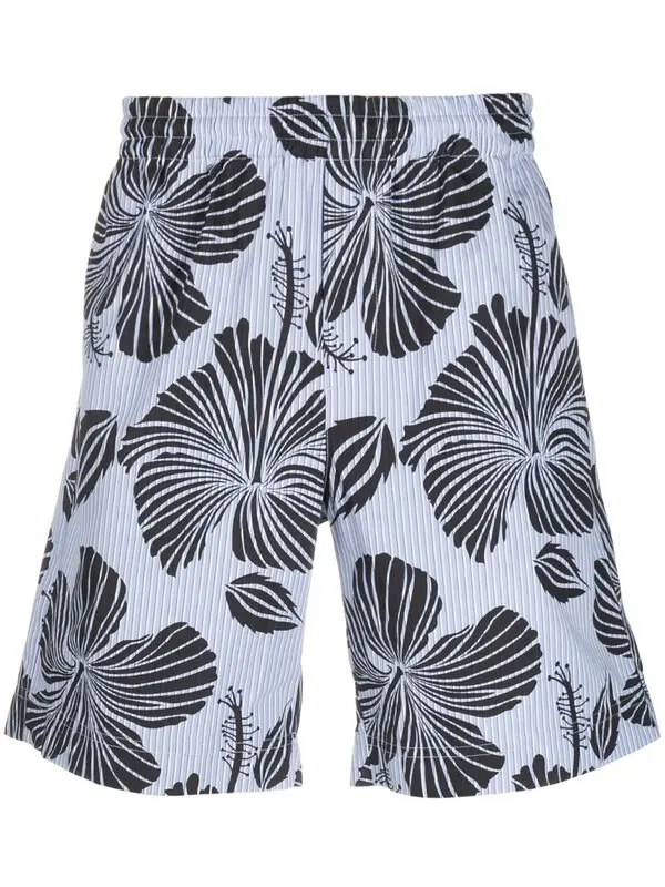 MSGM Hibiscus-print Bermuda Shorts - Blue