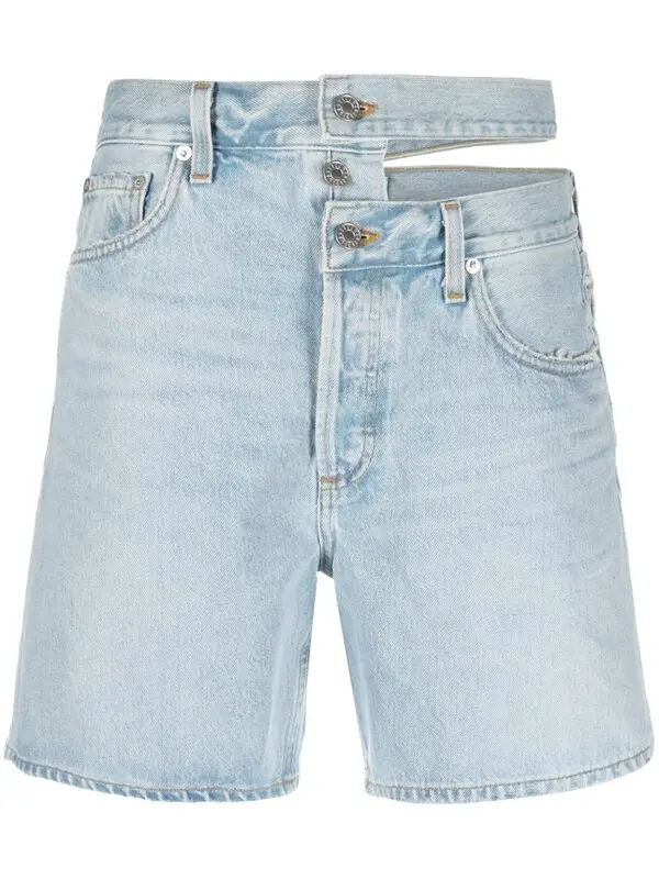 AGOLDE Asymmetric Denim Shorts - Blue
