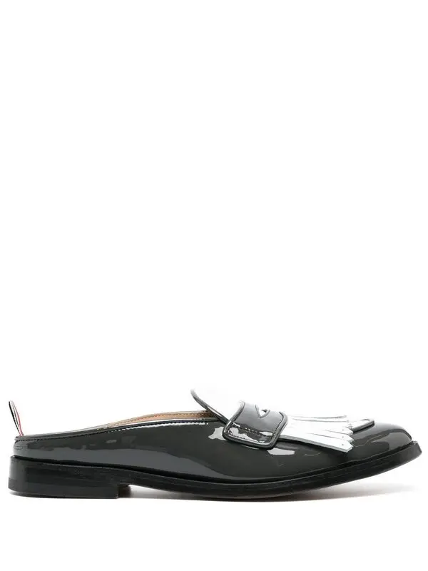 Thom Browne Fringe-detail Patent-leather Mule Loafers
