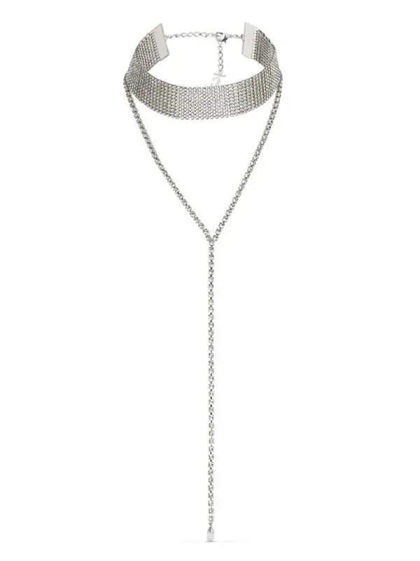 JIMMY CHOO Saeda Crystal-embellished Chain Necklace - Silver