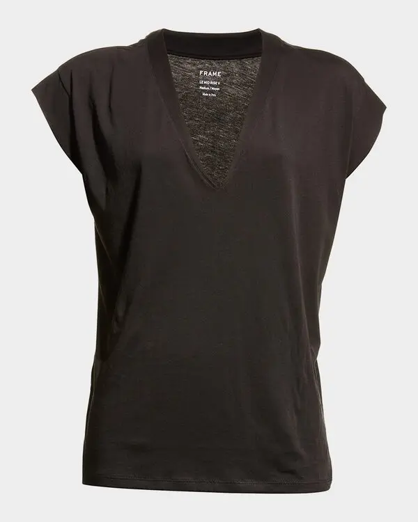 FRAME Le Mid-rise V-neck Tee - Navy