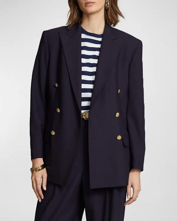 Ralph Lauren Wool-blend Double-breasted Blazer - Navy