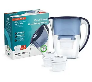 AQUA OPTIMA 94oz. Blue Water Filter Oria Pitche R W/ Filters